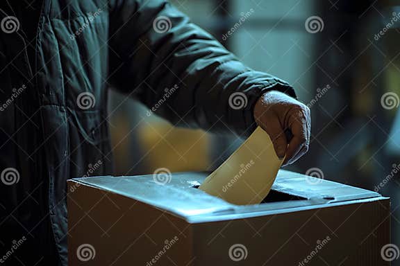 Voter Casting Vote: Hand Inserting Ballot into Box Stock Illustration ...