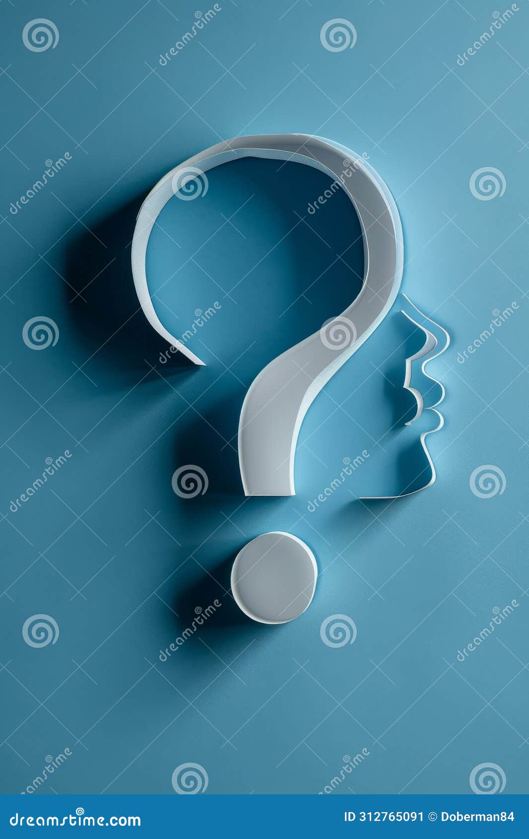 Creative Concept of a Question Mark Forming a Human Profile on Blue ...