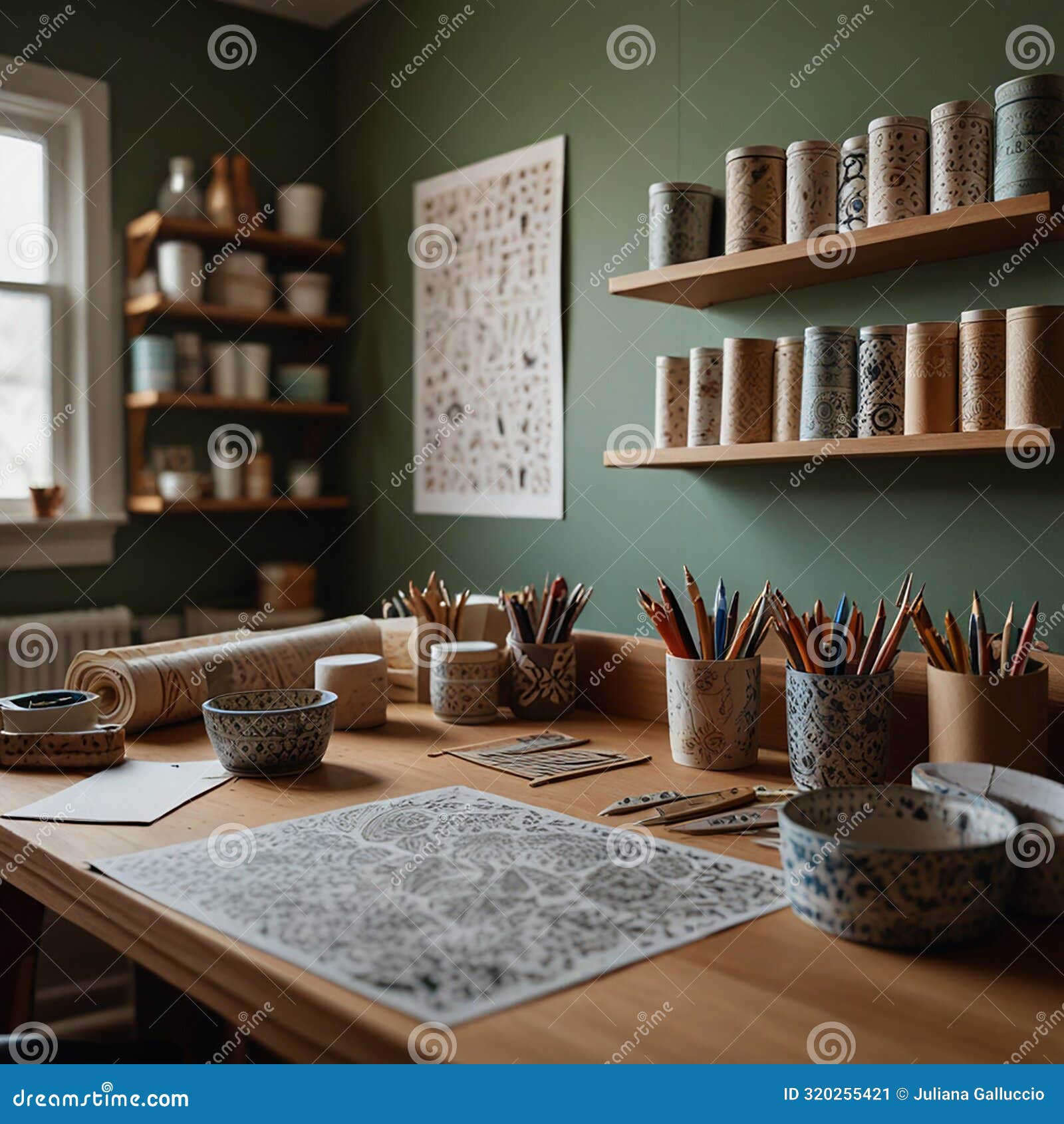 Work Area for Crafting Artisan Paper Cut Stock Illustration ...