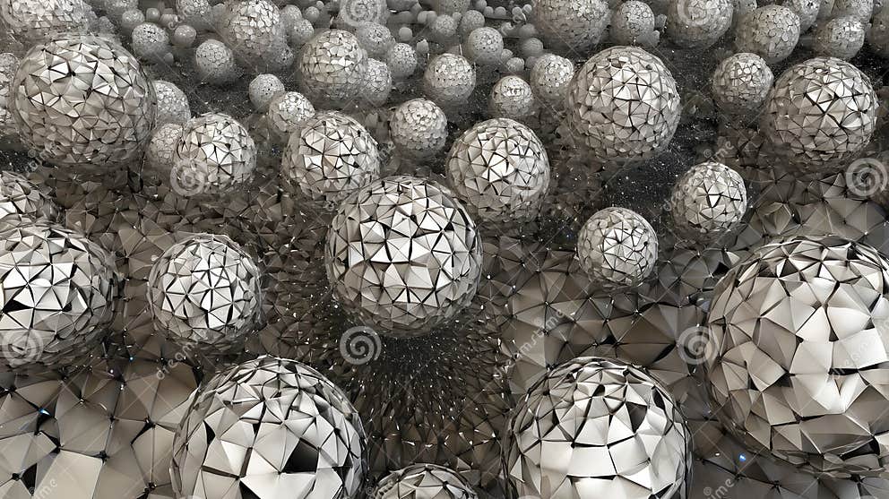 Metallic Geometric Spheres Clustered in Intricate Array. Stock Image ...