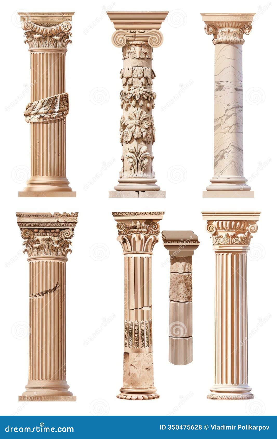 Image Featuring a Set of Four Different Types of Columns. Suitable for ...