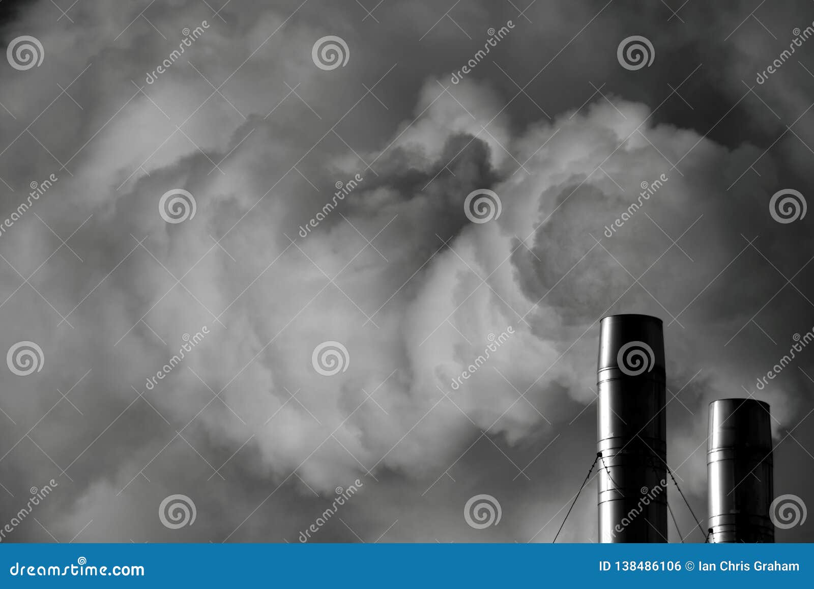 Smoke Stacks Air Pollution stock photo. Image of black - 138486106