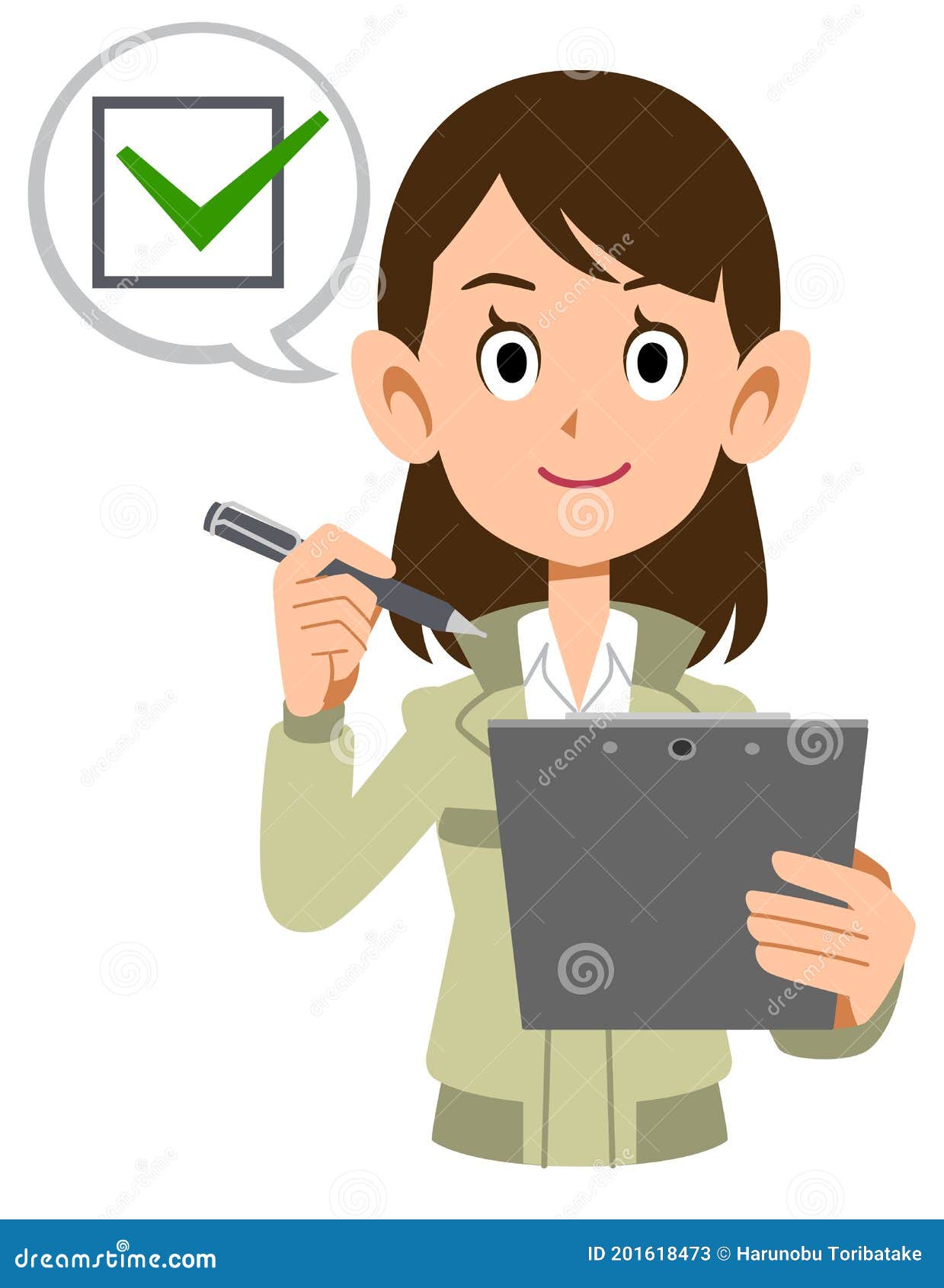 Female Construction Clerk To Inspect and Confirm Stock Vector ...