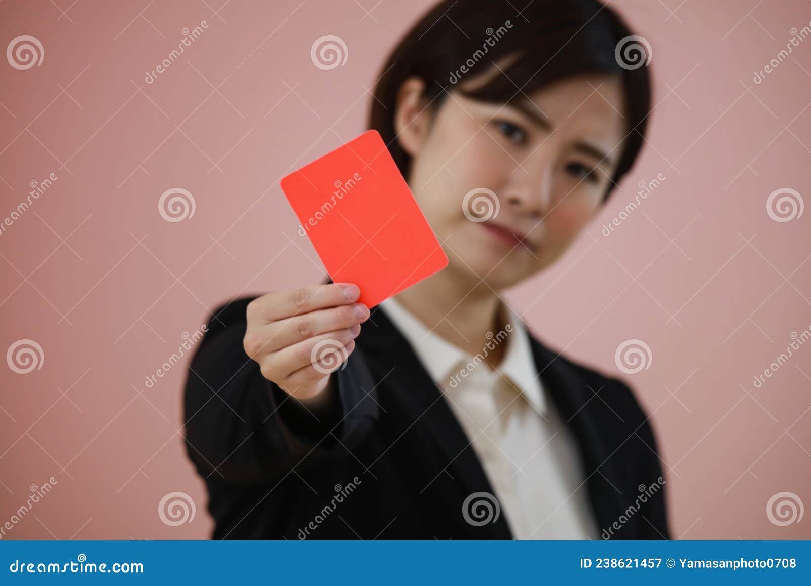 Female Employee Issuing a Red Card Stock Image - Image of office ...