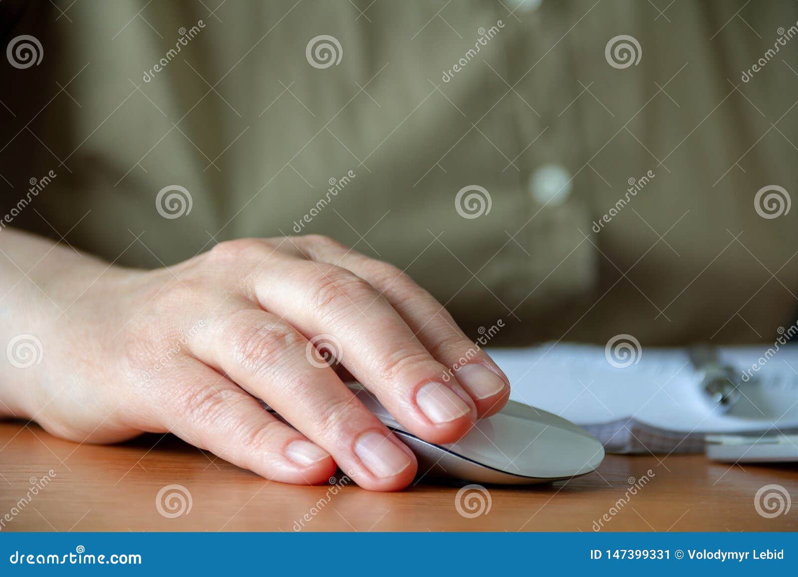 Image of Female Hands Pushing Keys of a Computer Mouse and Keyboard ...