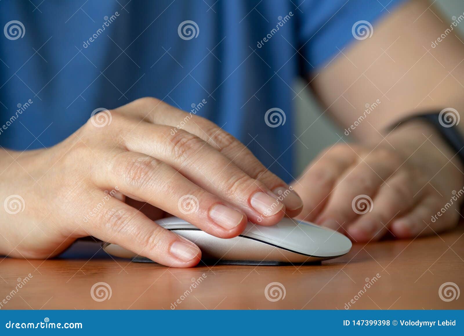 Image of Female Hands Pushing Keys of a Computer Mouse and Keyboard ...