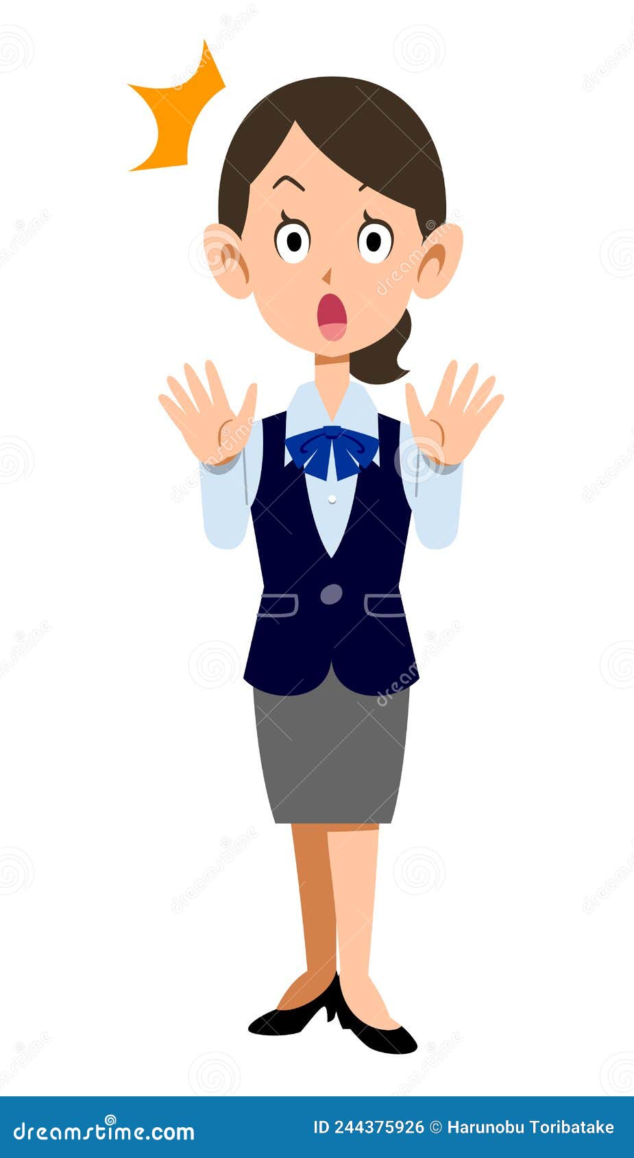 A Female Office Worker Wearing a Uniform is Surprised Stock Vector ...