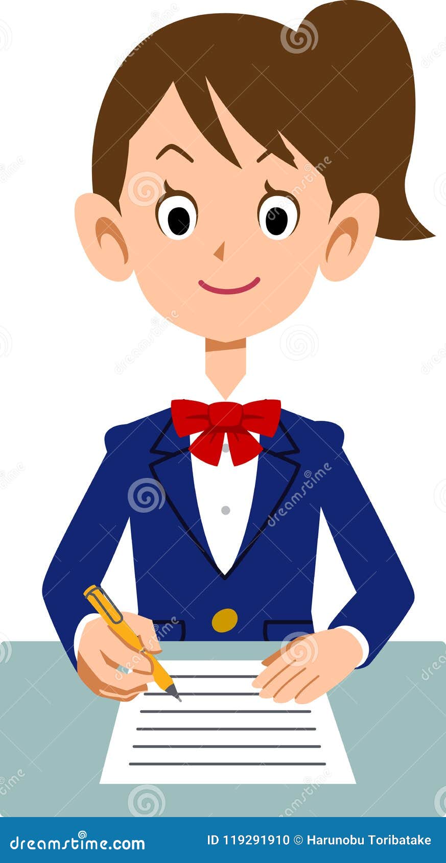 Female Students Filling in Documents Stock Vector - Illustration of ...
