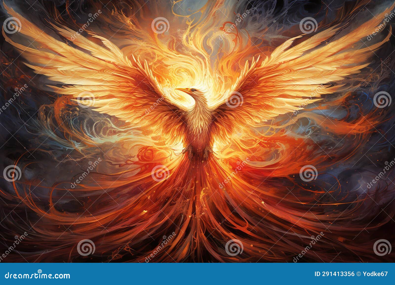 Image of Ferocious Eerie Angry Phoenix is Flying Burning, Bird ...