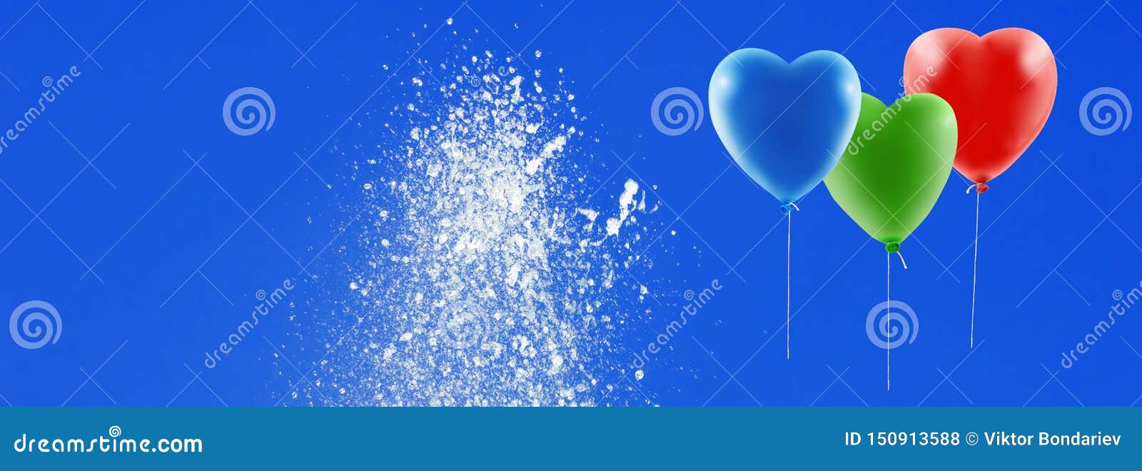 Image of Festive Balloons on Blue Background Closeup Stock Photo ...