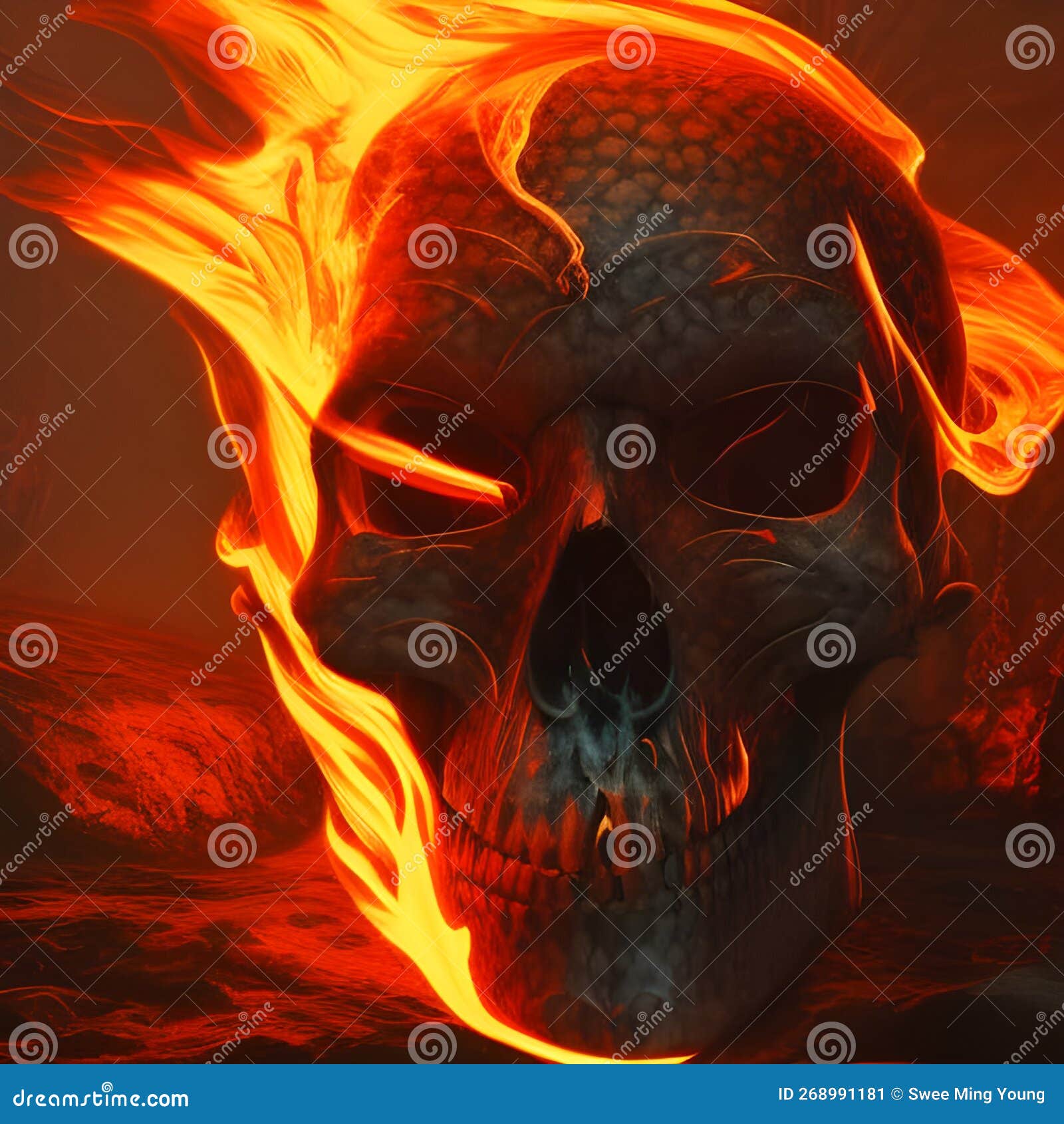 Image of the Fiery Melting Human Skull. Stock Illustration ...