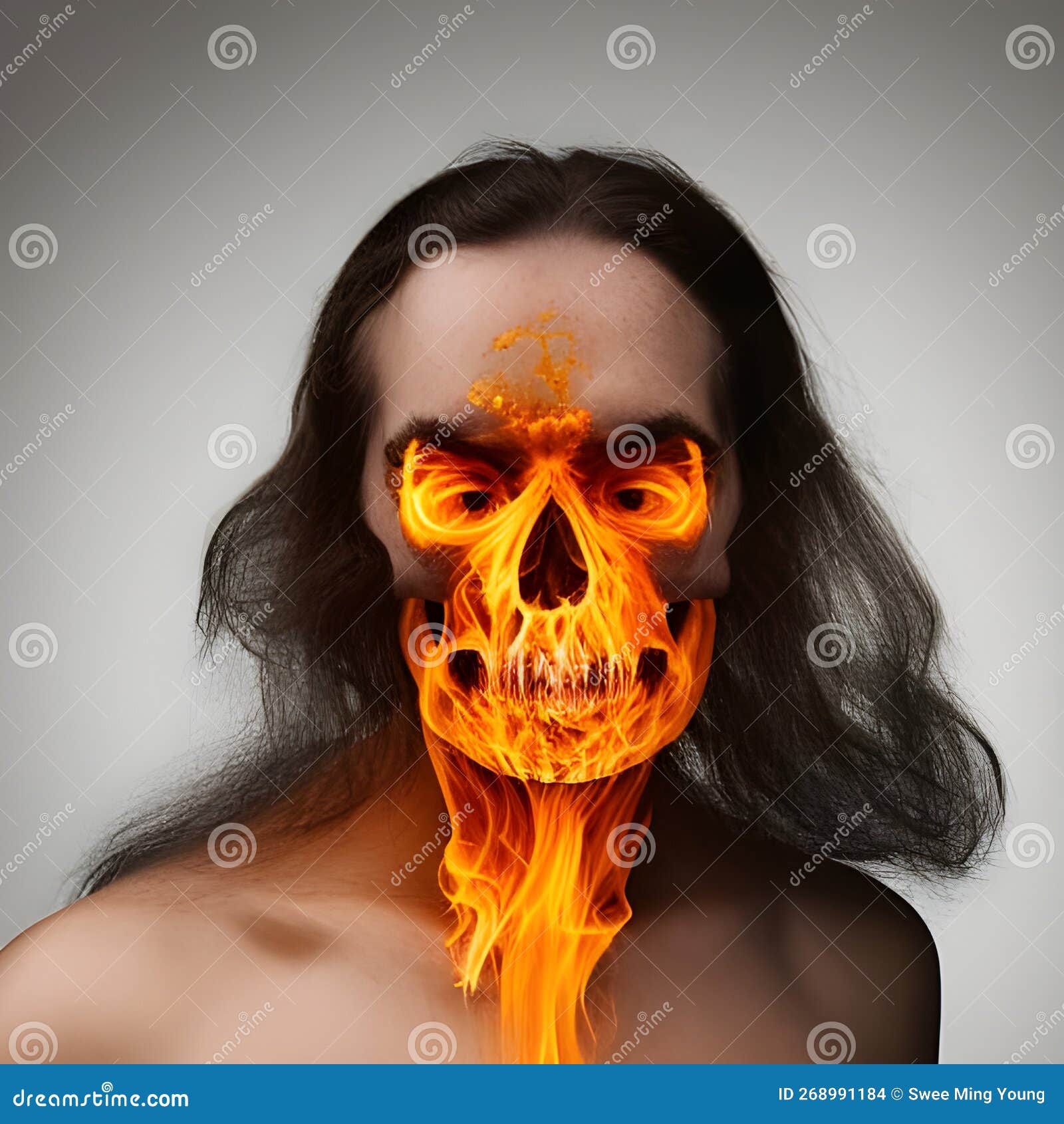 Image of the Fiery Melting Human Skull. Stock Illustration ...