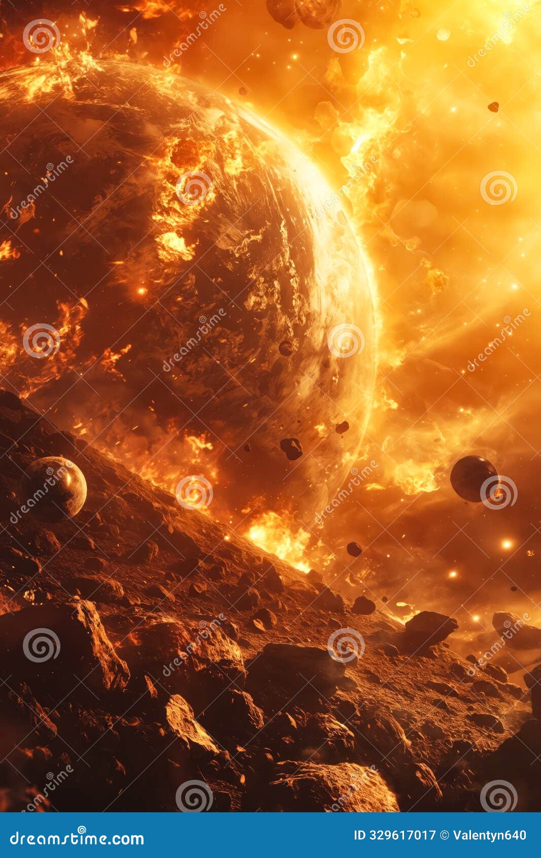 An Image of a Fiery Planet with Planets in the Background. Generative ...