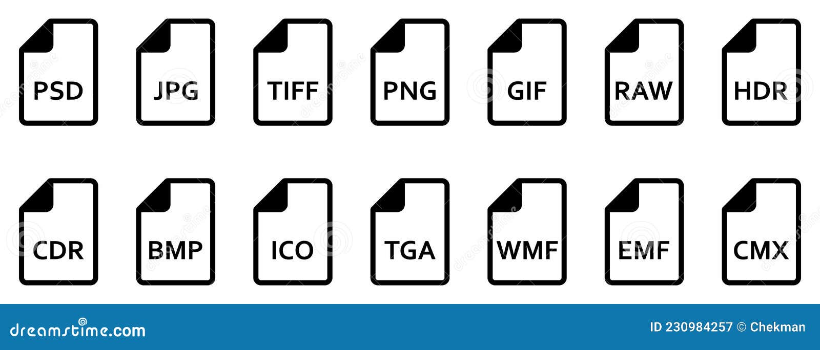 Image File Formats Icon. Set of Vector Linear Icons of Different Image Formats Stock Vector ...