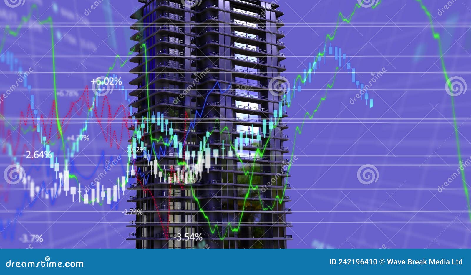 Image of Financial Data Processing Over Building Stock Illustration ...