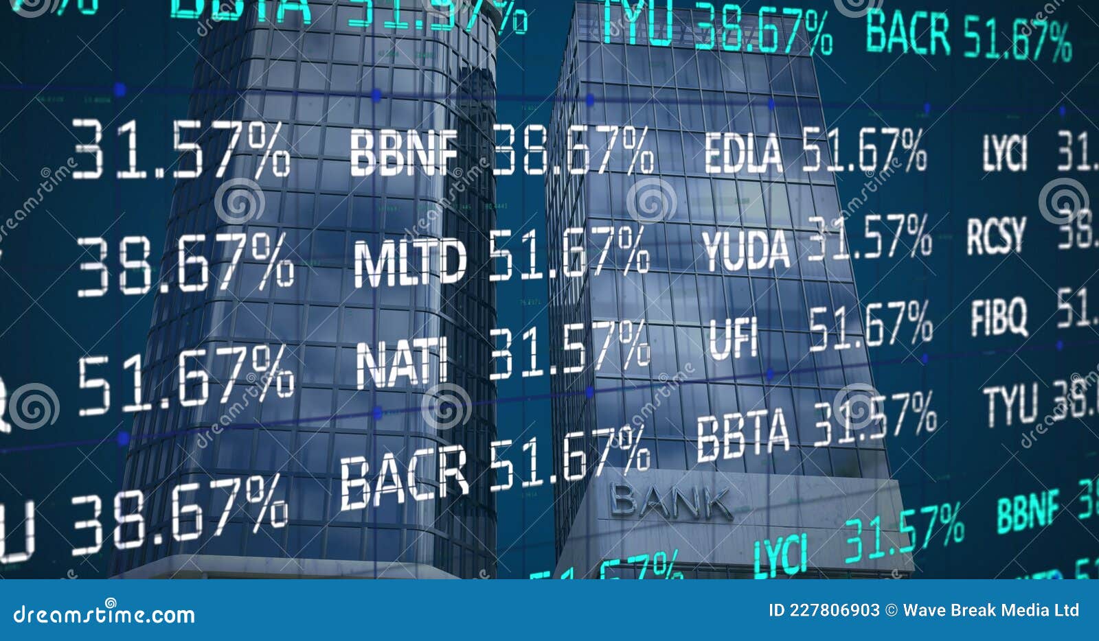 Image of Financial Data Processing Over Modern Bank Building Stock ...