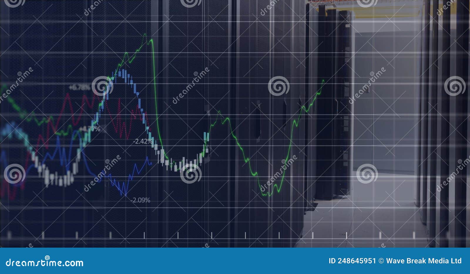 Image of Financial Data Processing Over Server Room Stock Illustration ...