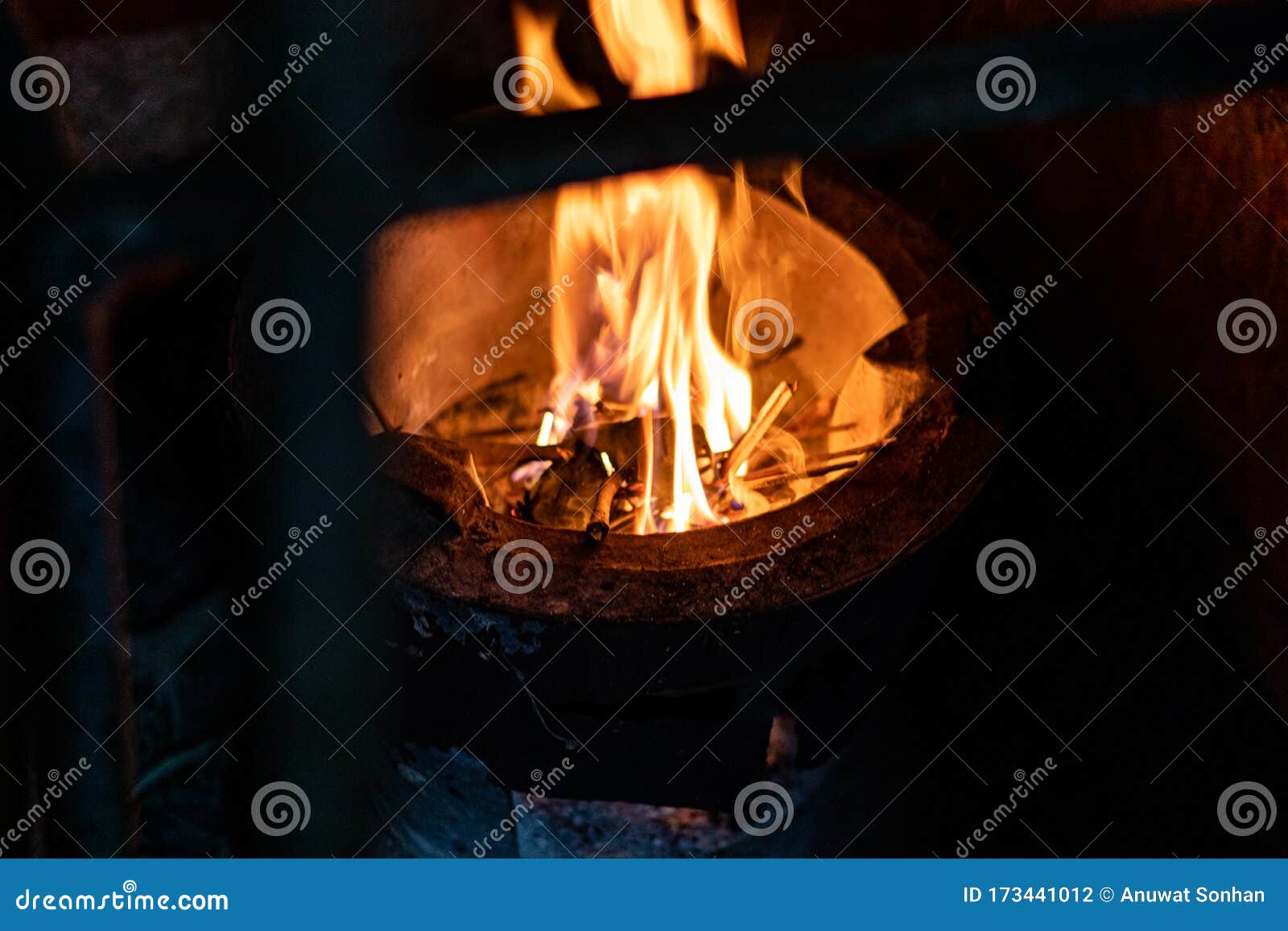 The Image of a Fire in an Ancient Stove Stock Photo - Image of warm ...