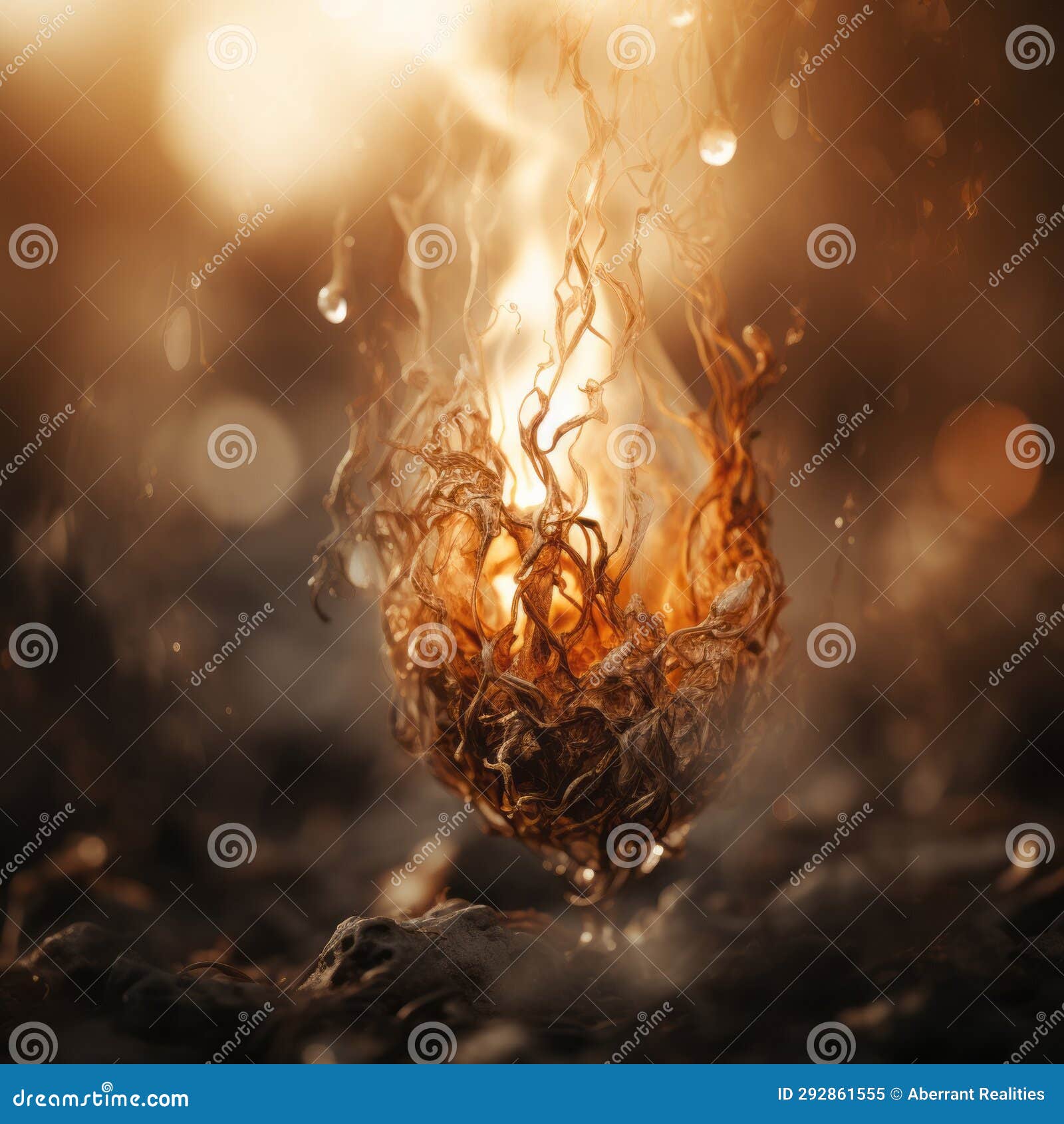 An Image of a Fire Ball with Water Droplets on it Stock Illustration ...