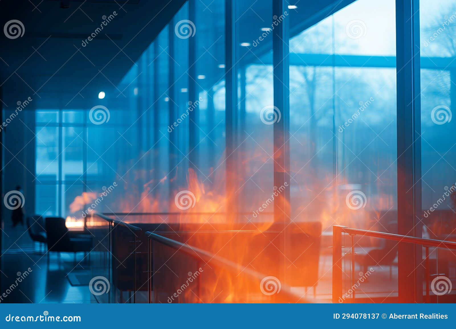 An Image of a Fire in an Office Building Stock Illustration ...