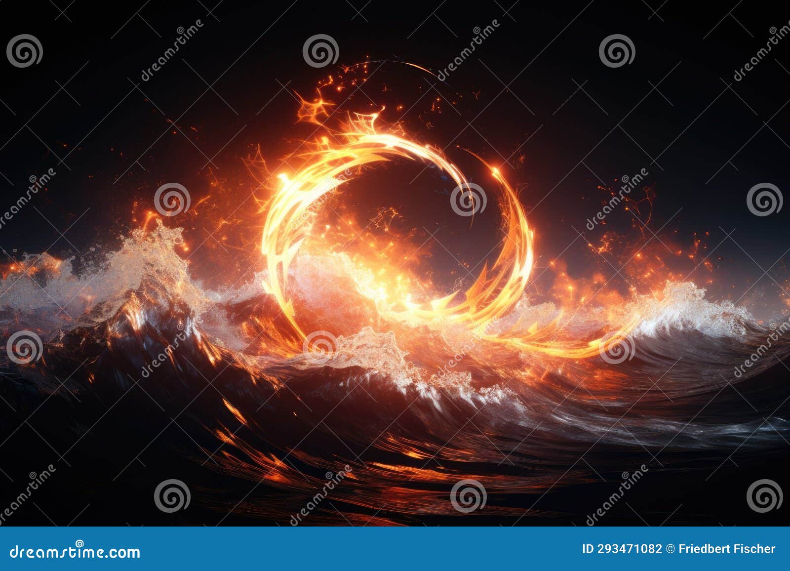 An Image of a Fire Ring in the Ocean. Stock Illustration - Illustration ...