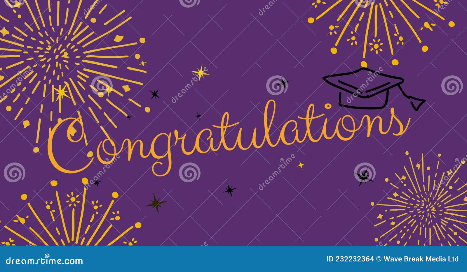 Image of Fireworks and Congratulations on Purple Background Stock ...