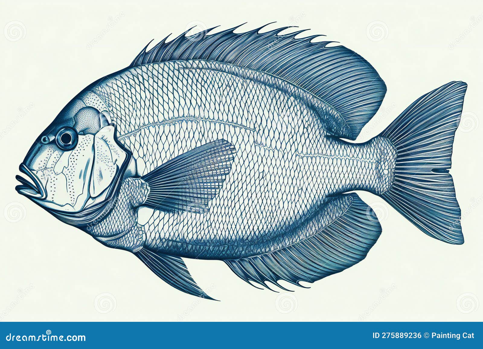 The Image of the Fish in the Style of Engraving Stock Photo - Image of ...