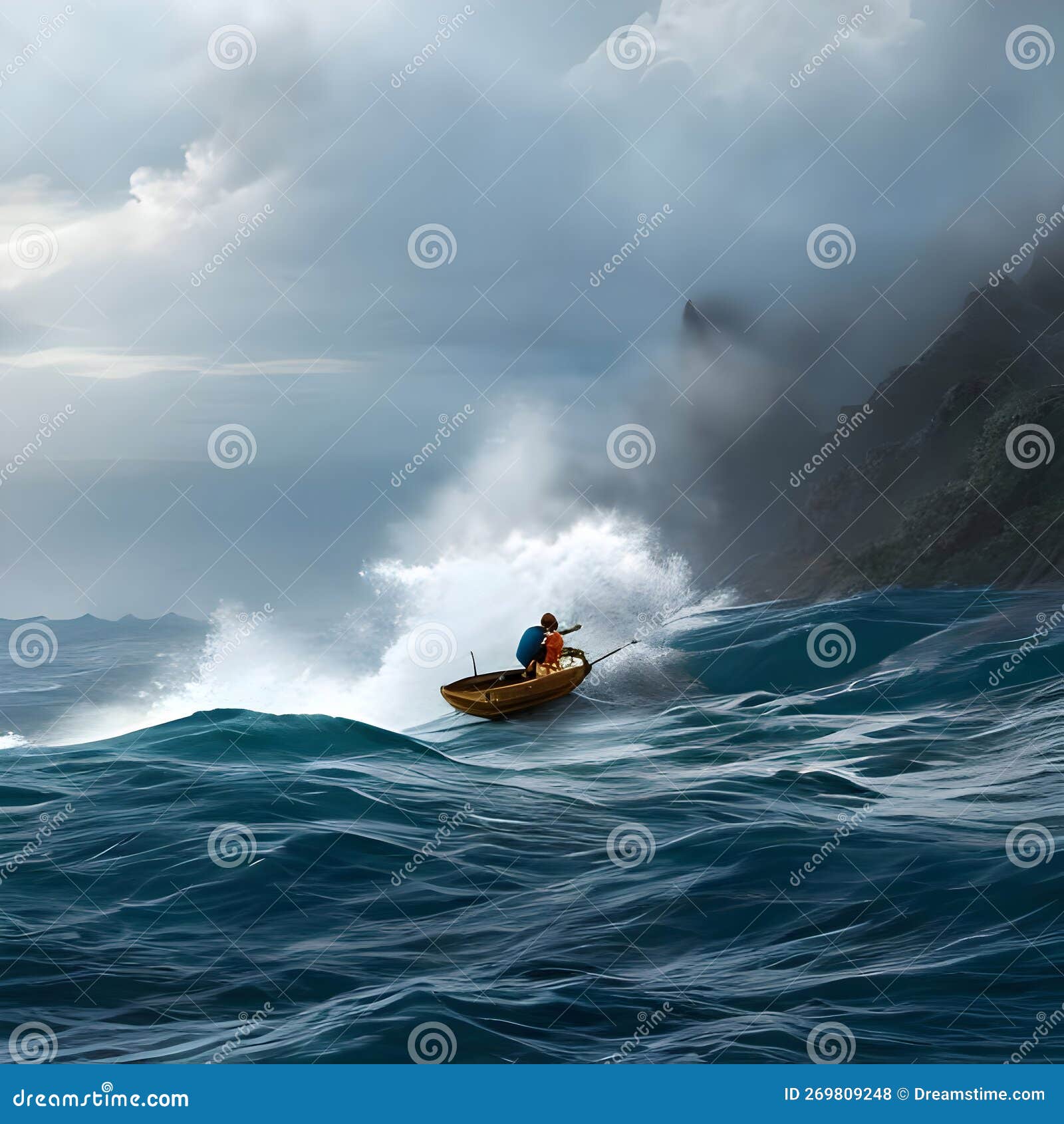 Image of the Fisherman Sailing To Catch Fish at Different Weather ...