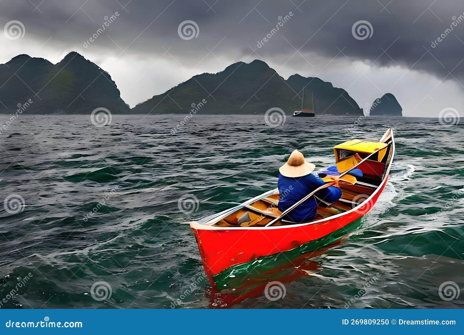 Image of the Fisherman Sailing To Catch Fish at Different Weather ...