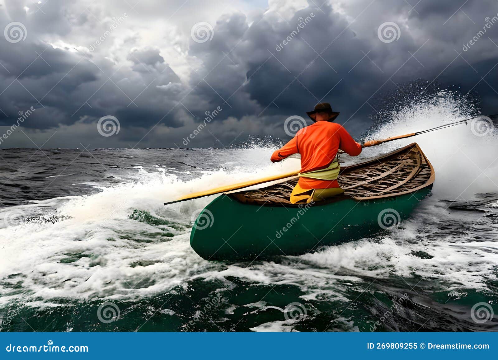 Image of the Fisherman Sailing To Catch Fish at Different Weather ...