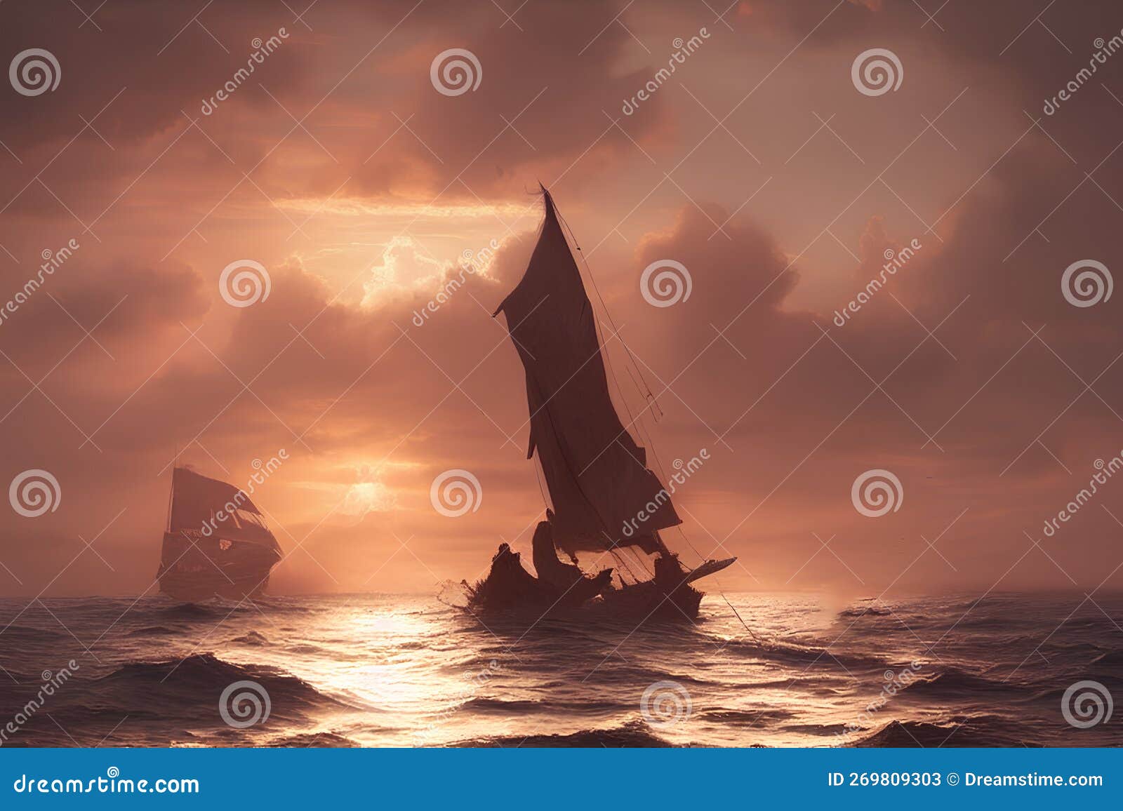 Image of the Fisherman Sailing To Catch Fish at Different Weather ...
