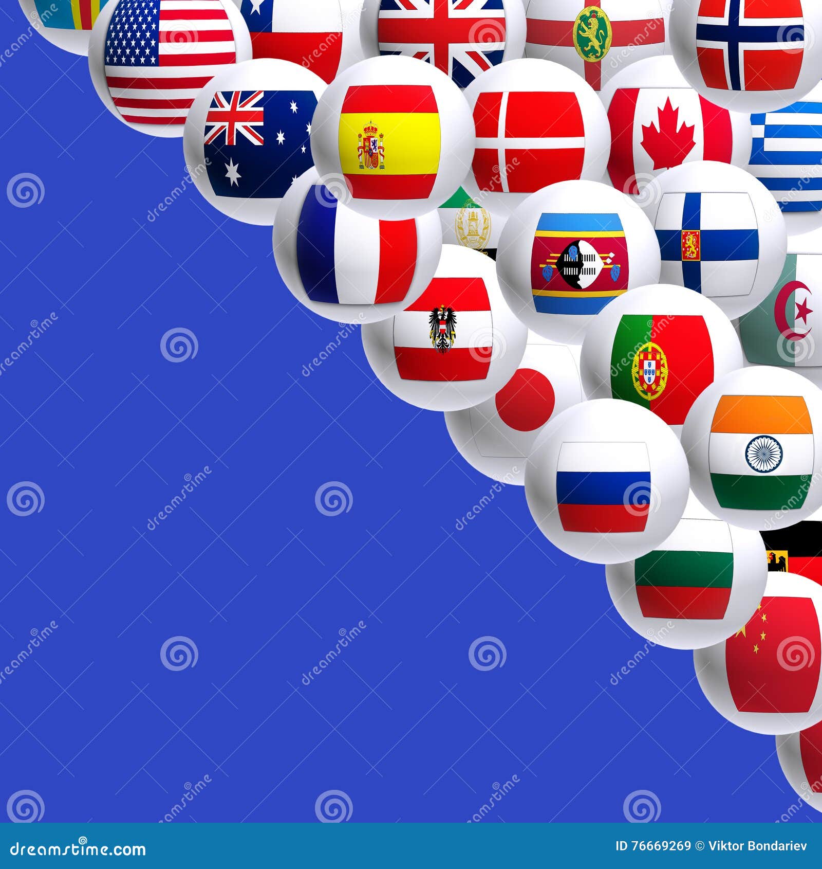 Image of Flags of Different Countries on a Blue Background Close-up ...