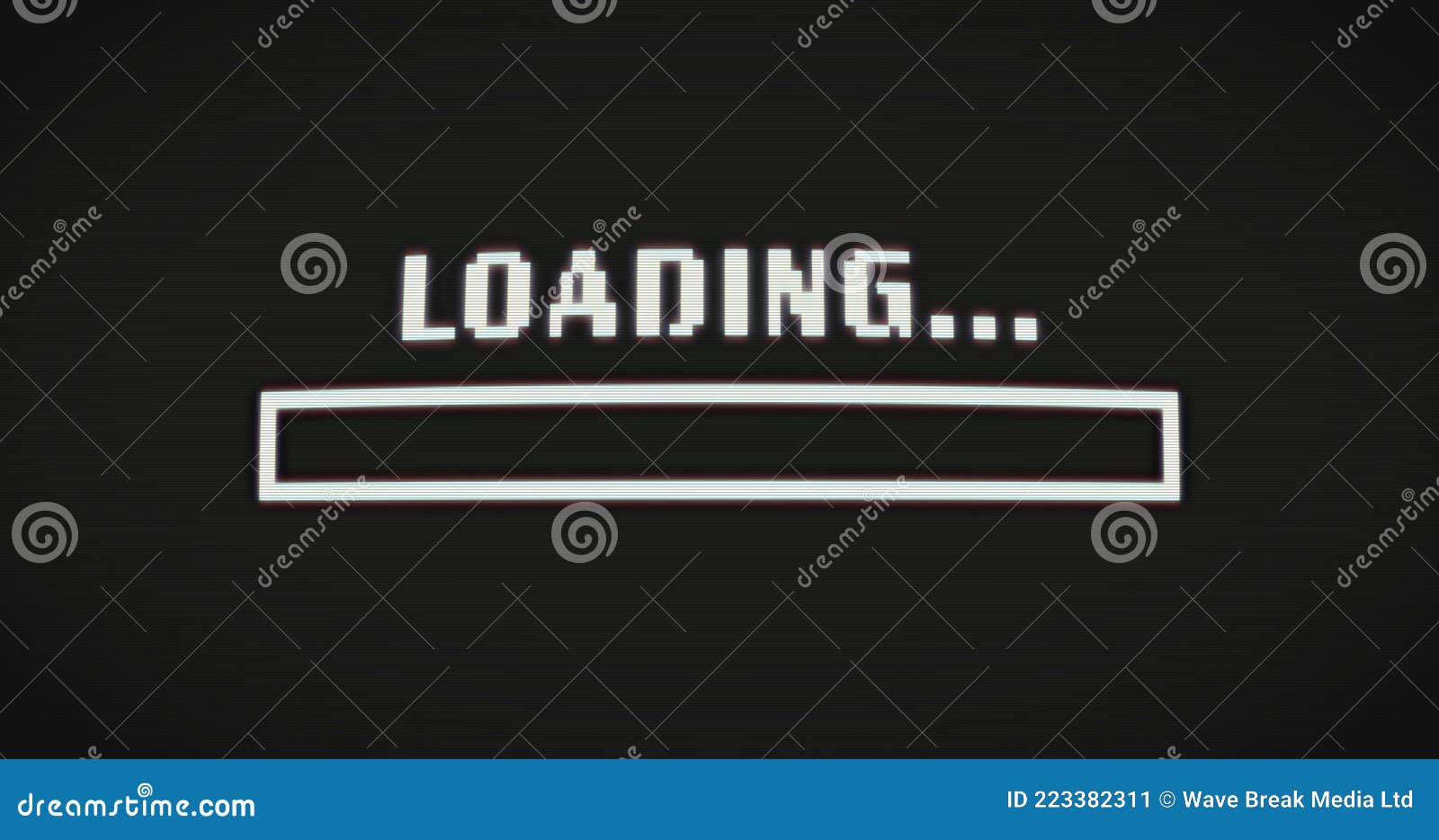 Image of Flickering Loading and Complete Text and Bar on Black ...