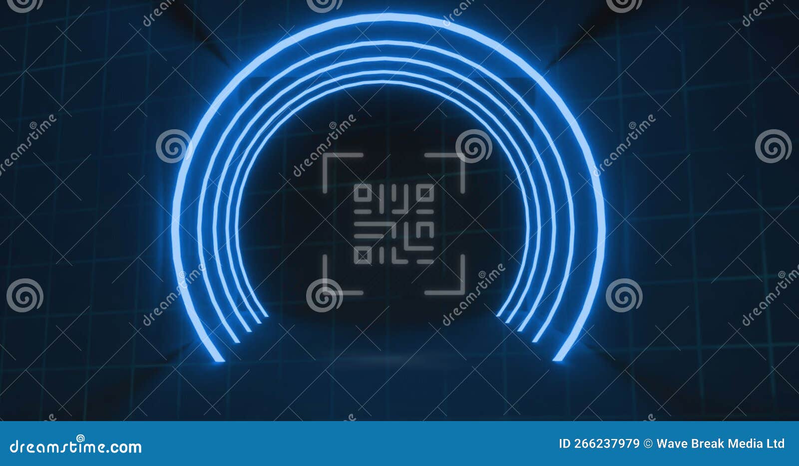 Image of Flickering White Qr Code on Blue Background Stock Illustration ...