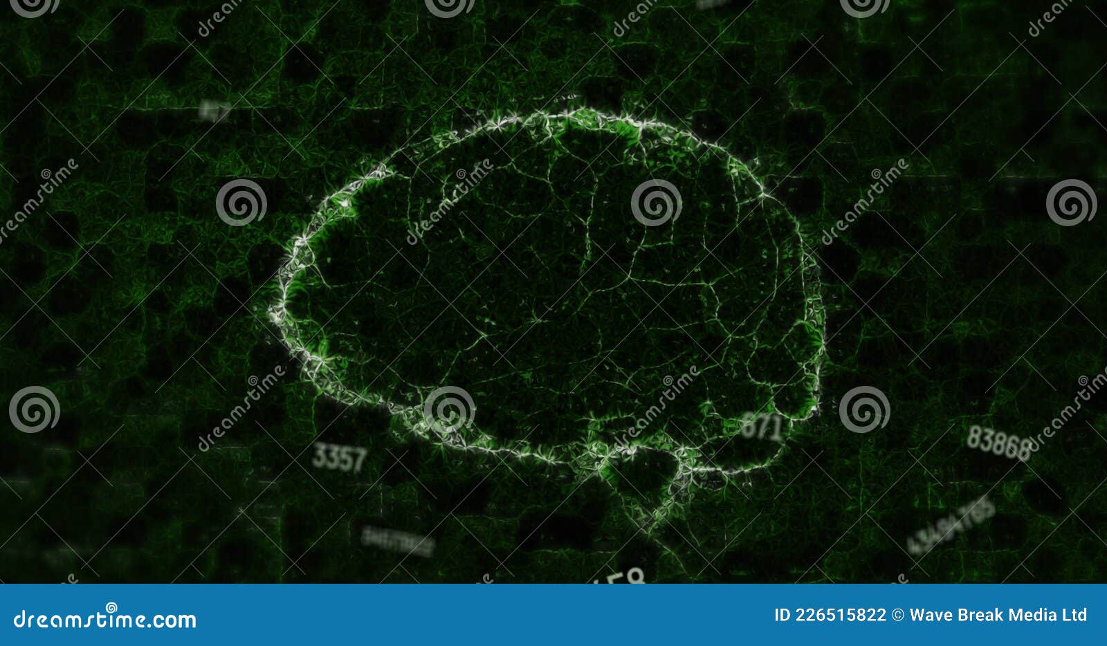 Image of Floating Changing Numbers Over 3d Model of Human Brain ...