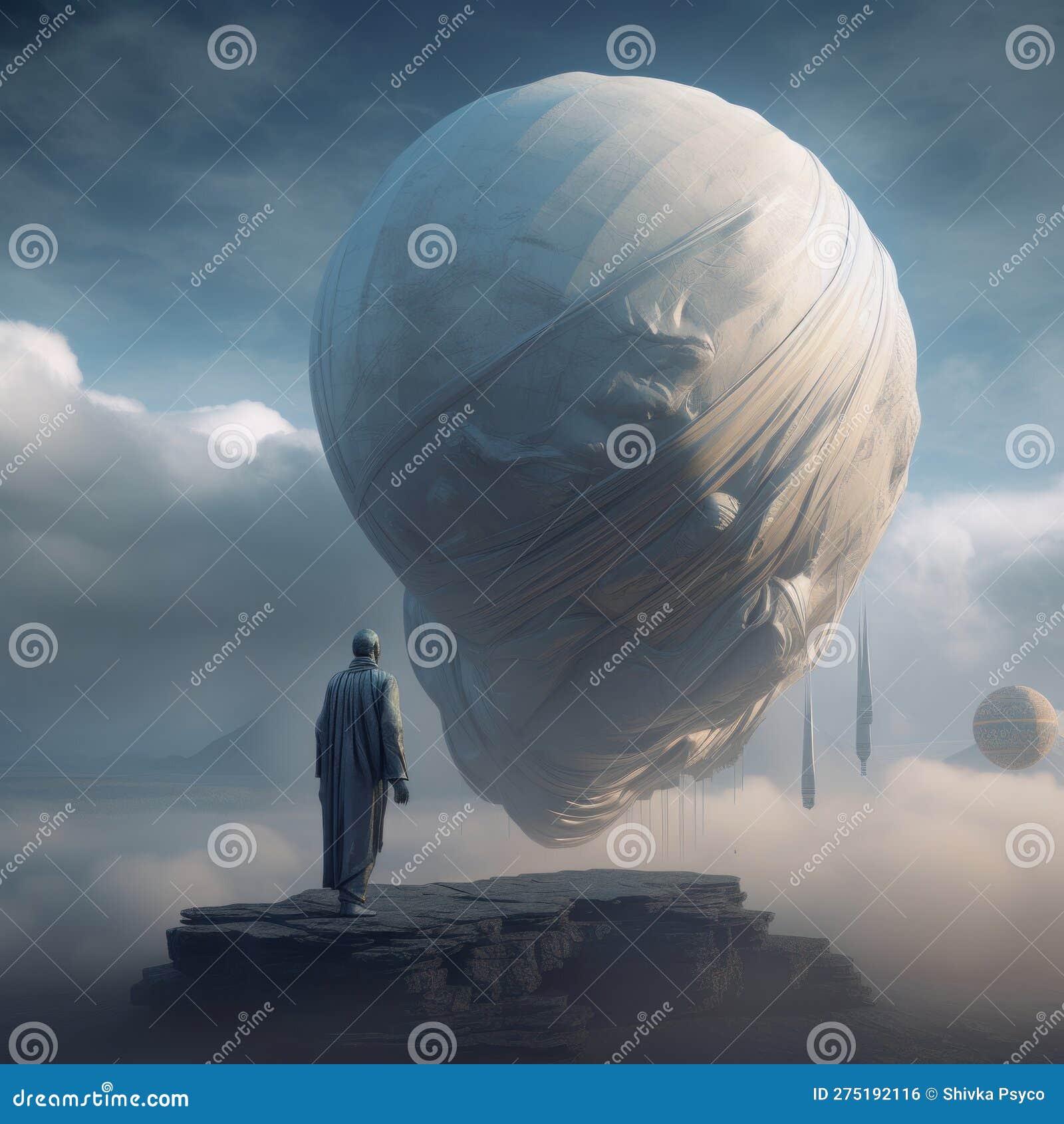 Image of Floating Colossal Futuristic Statue in the Sky Generative AI ...