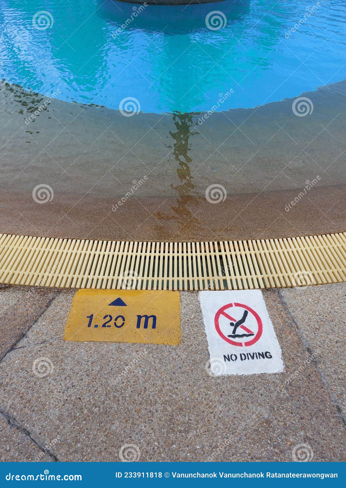 The Image of the Floor Focuses on a Message Sign Indicating the Depth ...