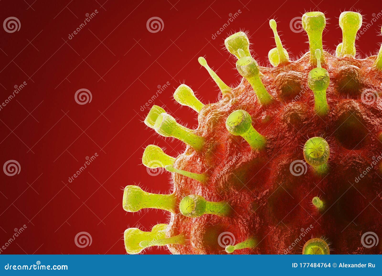 Image of Flu COVID-19 Virus Cell Under the Microscope on the Blood ...