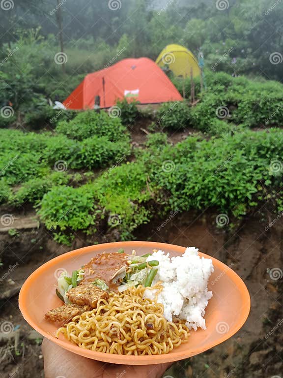 Image of Food while Camping in the Mountain Stock Image - Image of food ...