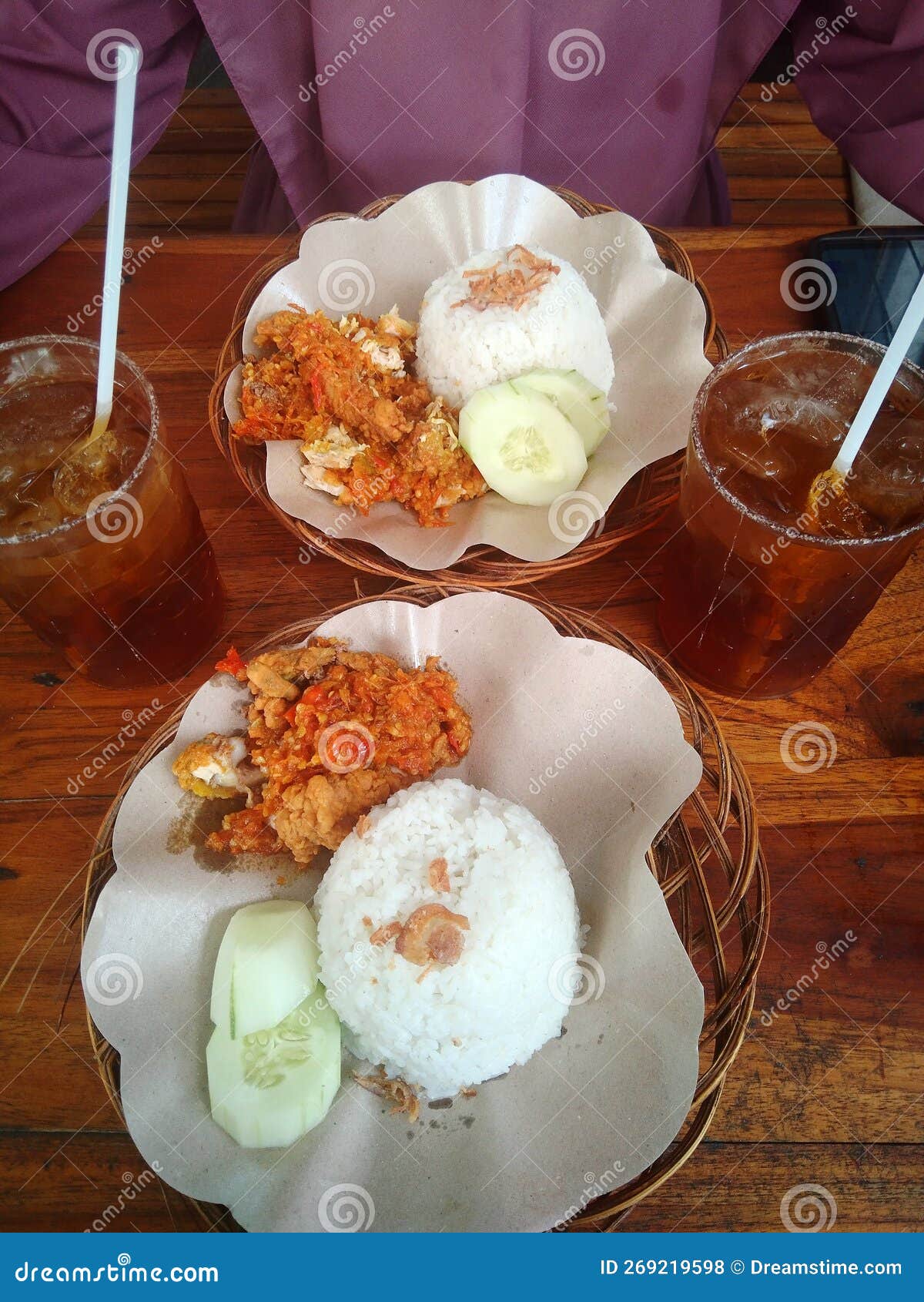 Ayam Geprek Or Chicken Crush Or Chicken Smashed Is Indonesian Food Made ...