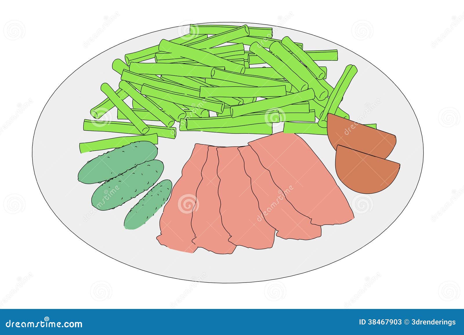 Image of food on plate stock illustration. Illustration of cartoon ...