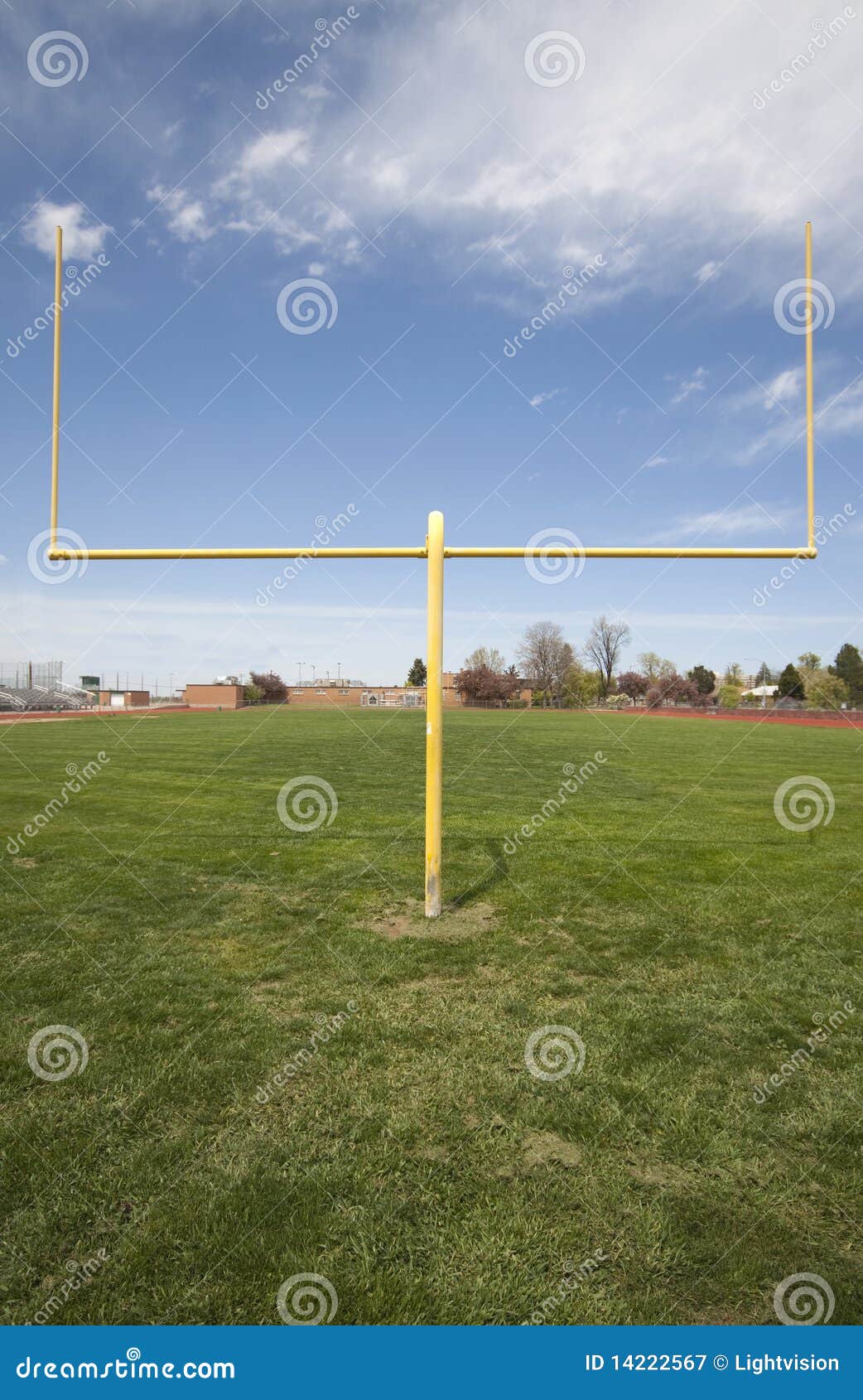 Image of Football Goal Post with Grass and Blue Stock Image - Image of ...