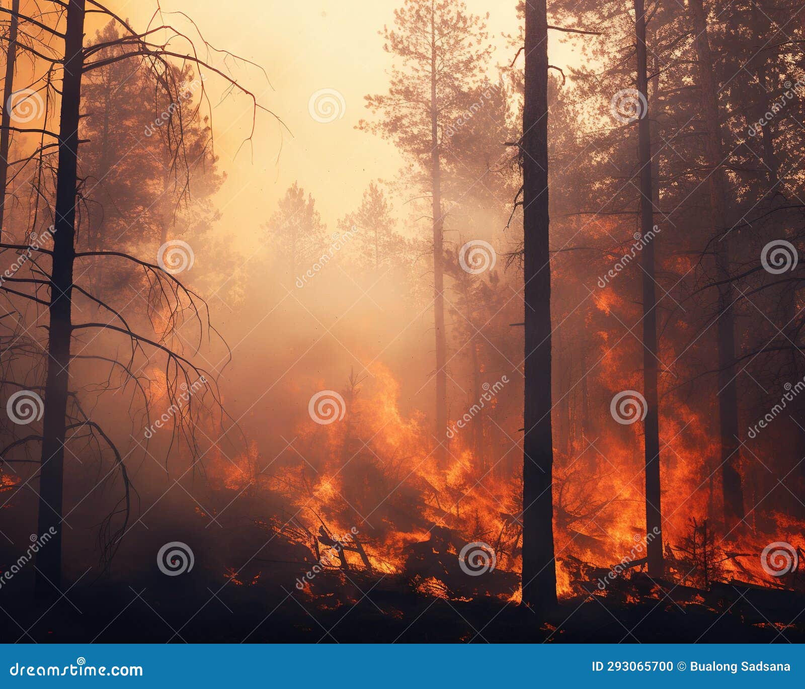 The Image is of a Forest Burning and a Summer Tree Fire. Stock ...
