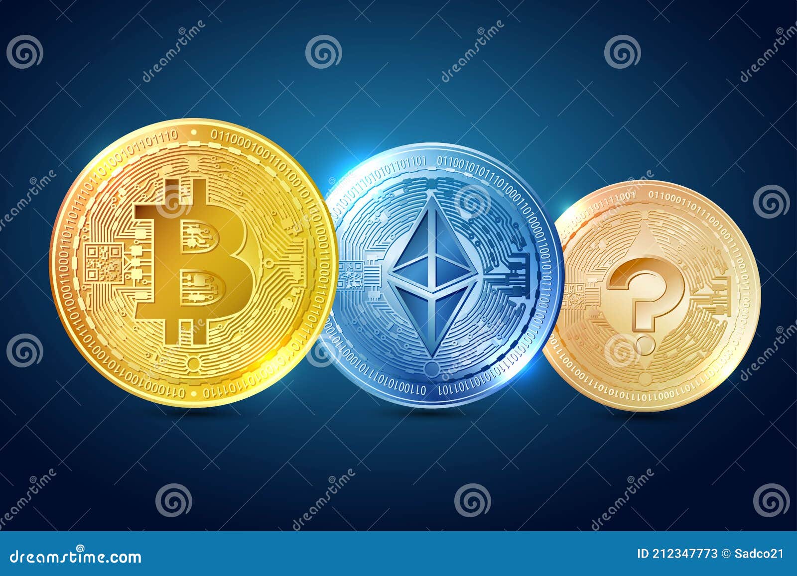Digital crypto coins stock illustration. Illustration of metal - 212347773