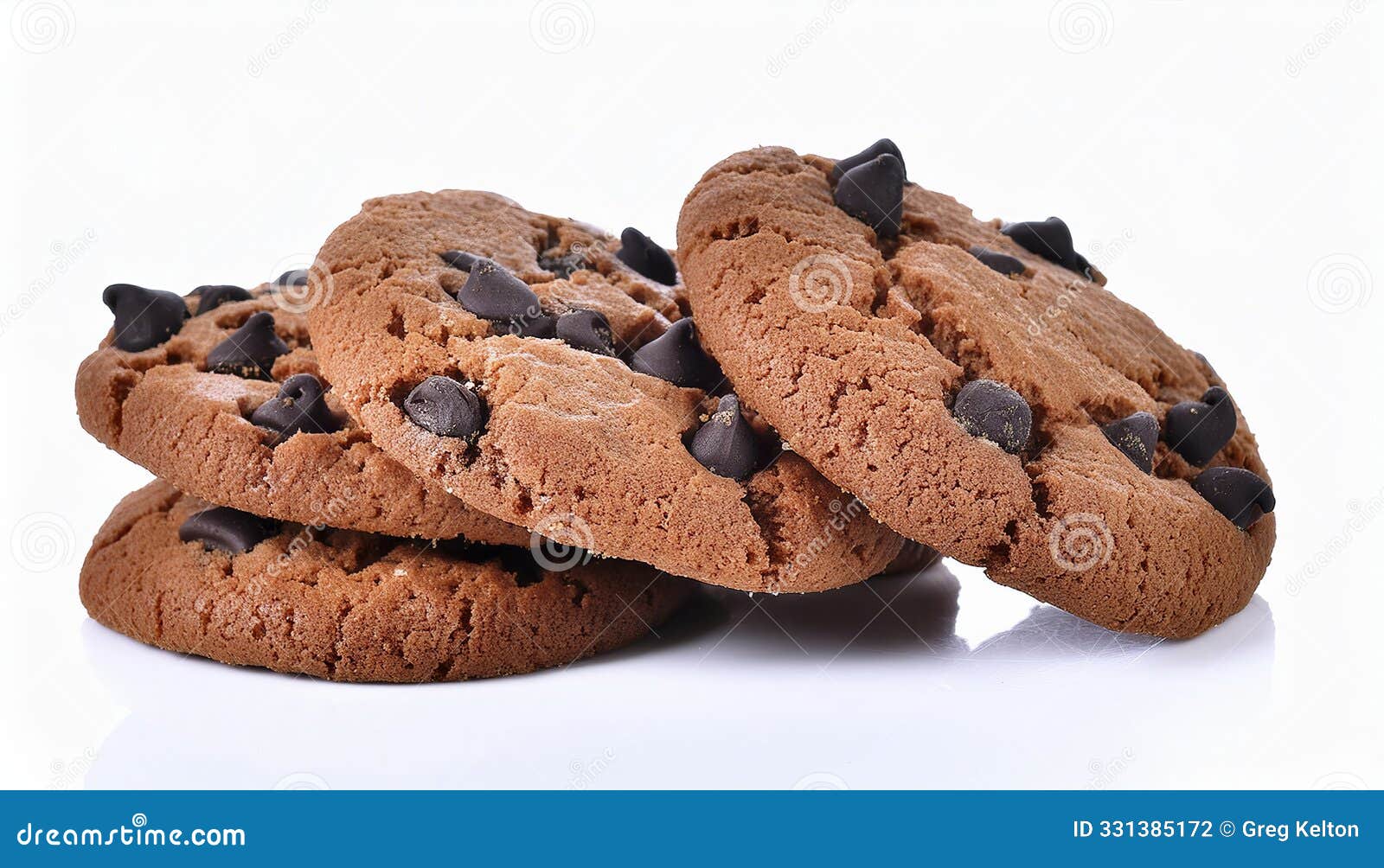 Four Chocolate Chip Cookies on White Background Stock Illustration ...