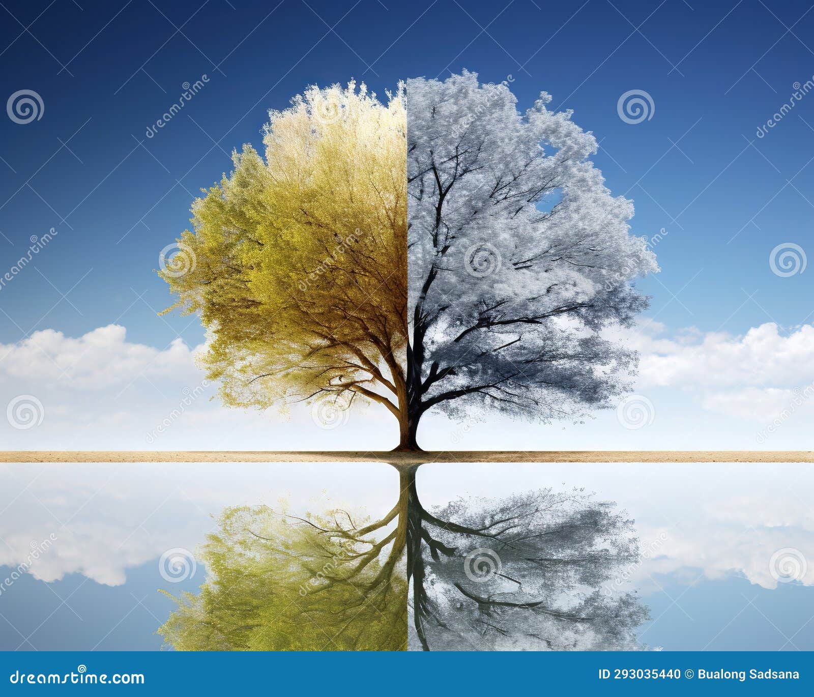An Abstract Tree is Composed of Four Seasons. Stock Illustration ...