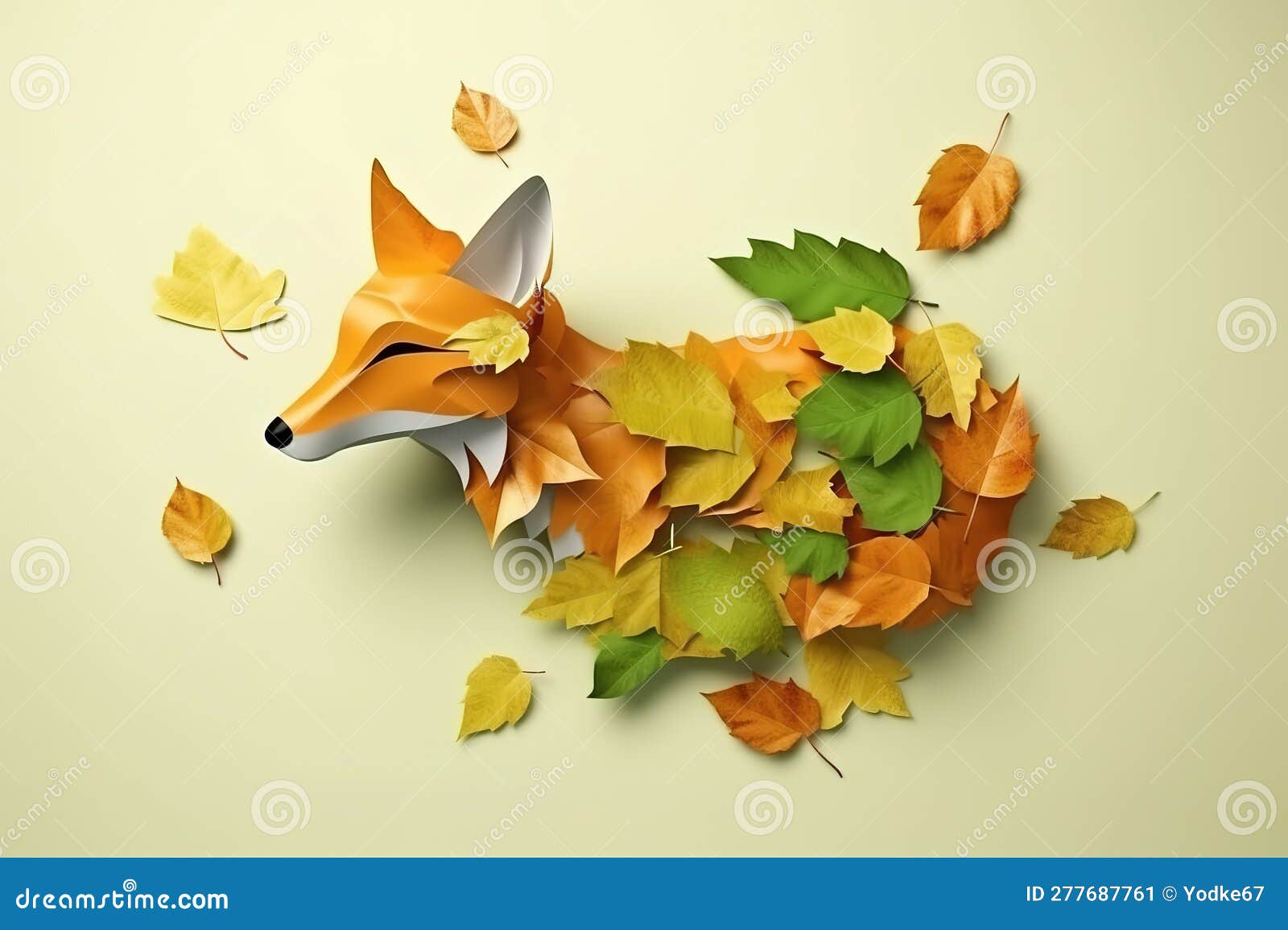 Image of Fox Design with Leaf Elements. Wildlife Animals. Illustration ...