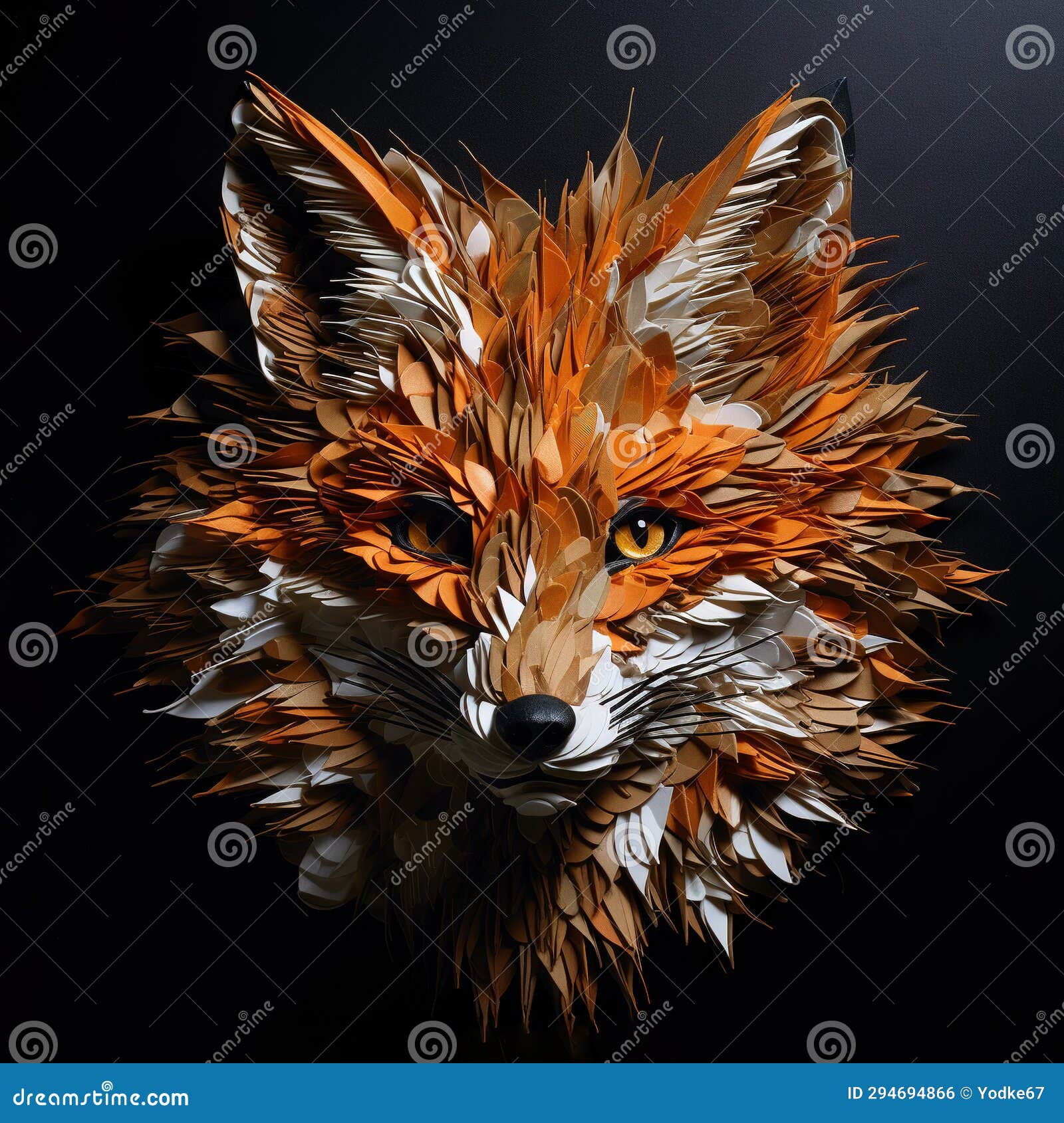 Image of a Fox Face that is Intricately Crafted in Three Dimensions ...