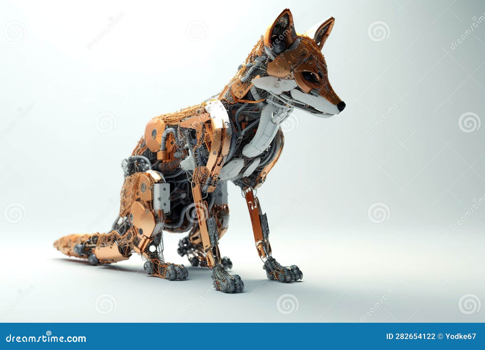 Image of a Fox Modified into an Electronics Robot on a White Background ...