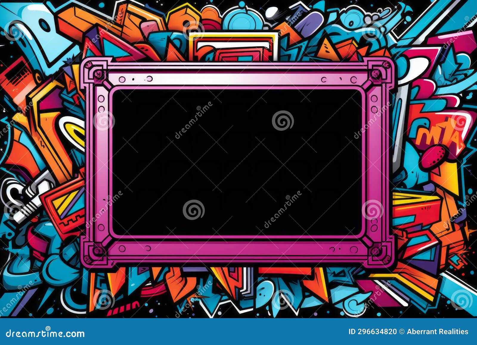 An Image of a Frame with Graffiti on it Stock Photo - Image of design ...